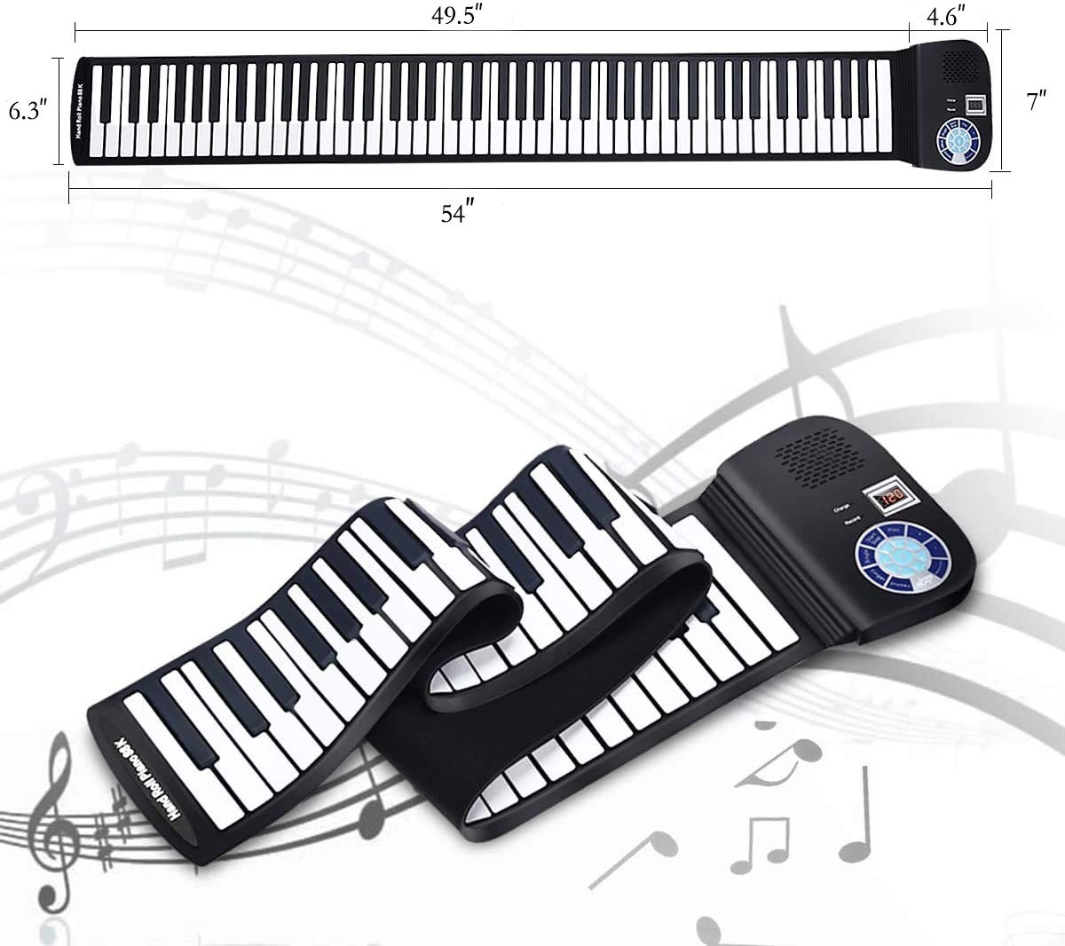 88 Keys Portable Keyboard Piano, Safeplus Electric Roll Up Flexible Silicone Piano Keyboard for Kids Beginners Adults Gift Support MP3 Player Bluetooth Function