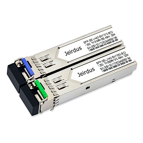 Jeirdus for Cisco GLC-BX-U40 and GLC-BX-D40 1.25G SFP Module BIDI WDM Transceiver 40KM Simplex LC DDM (1Pair)