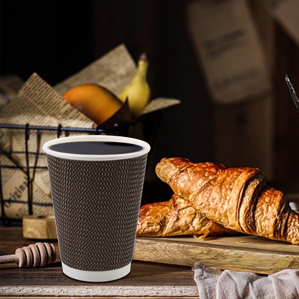 40 Packs 12oz Disposable Coffee Cups, Coffee Cups, Insulated Paper Coffee Cups,To Go Hot Cups with Lids for Coffee Tea Chocolate and Other Hot Drinks