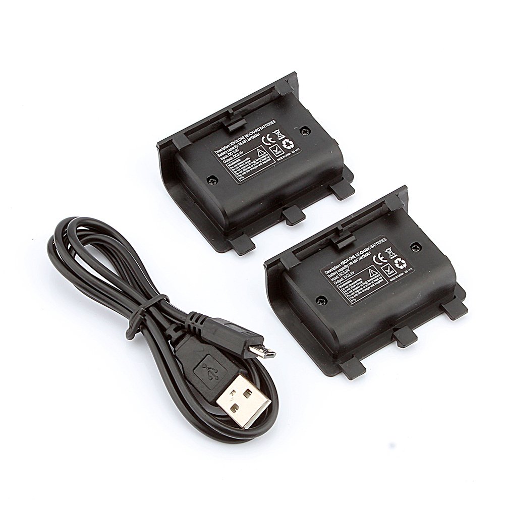 4X 2400mAh Rechargeable Battery Pack Kit Charging Cable for Xbox One Controller