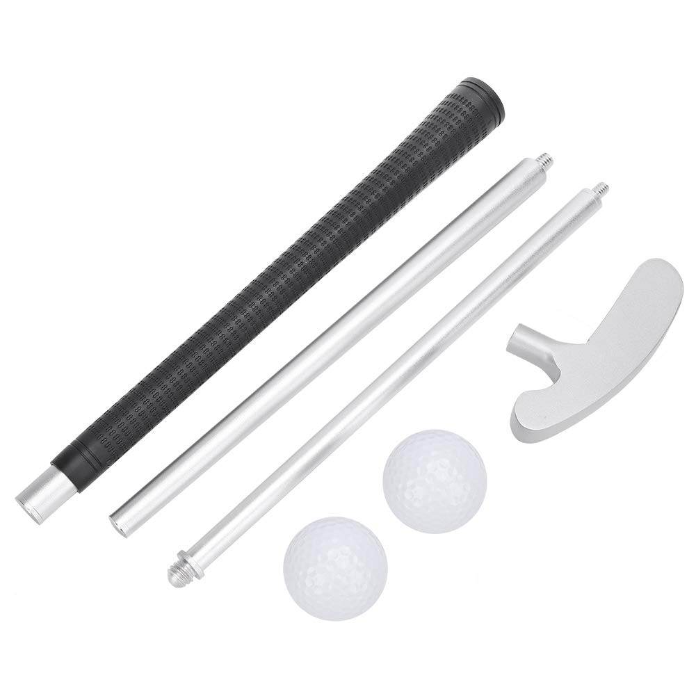 3 Section Assembled Training Putter Kids Adult Training Practical Putter Push Rod Aluminum Alloy Putter with 2 Balls