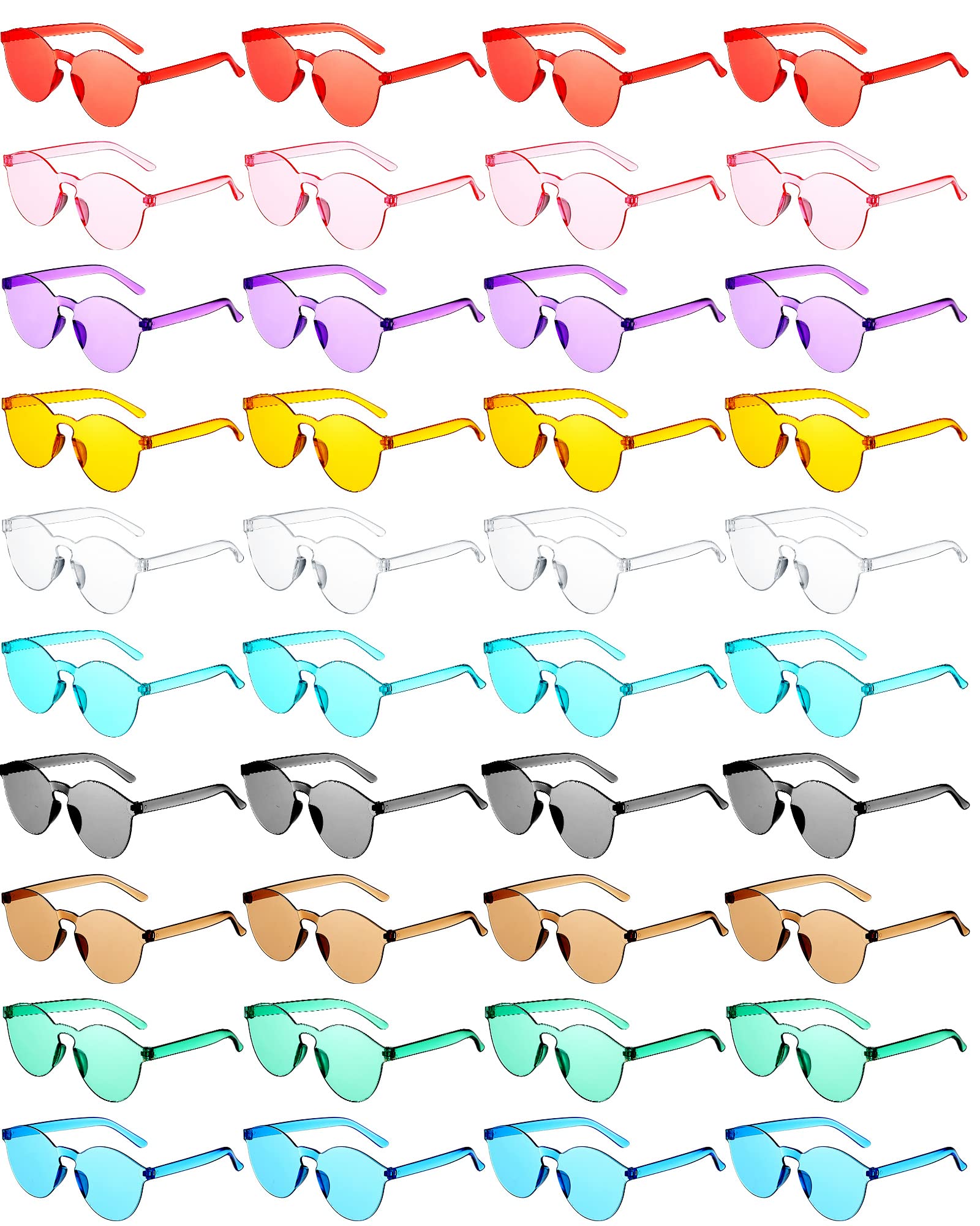 40 Pairs Round Rimless Sunglasses Colored Glasses Colorful Transparent Glasses Candy Color Tinted Eyewear Party Sunglasses