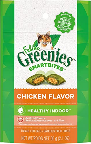 Feline Greenies Smartbites Healthy Indoor Cat Treats, Chicken Flavor, 2.1 Oz, (3 Pack)