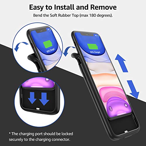 OMEETIE Battery Case for iPhone 11, 5000mAh Slim Portable Protective Charging Case Rechargeable Battery Charger Case Only for iPhone 11 (6.1 inch) (Compatible with Earphones) - Black