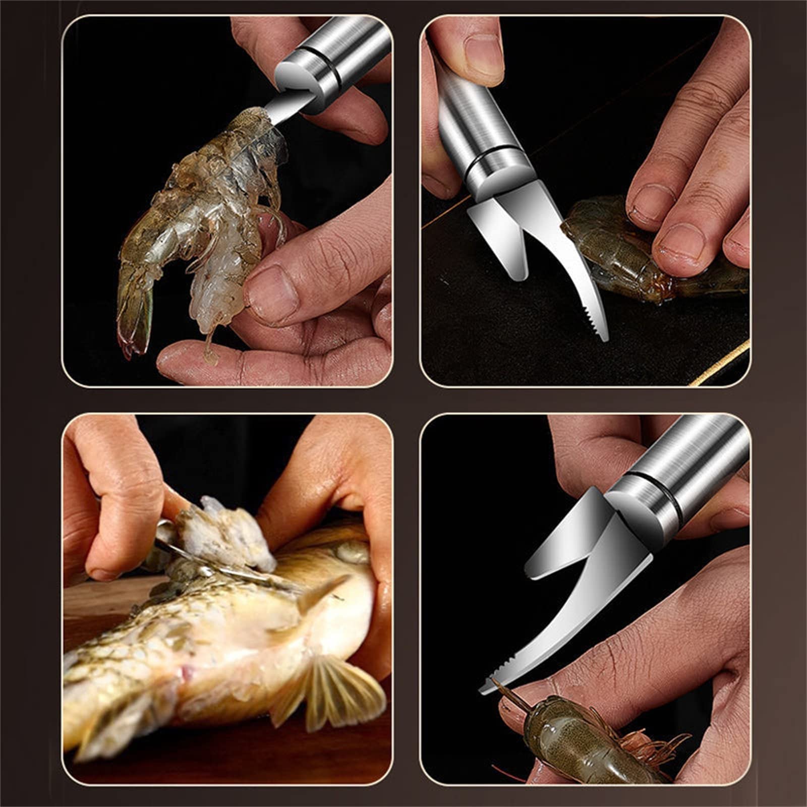 5 in 1 Multifunctional Shrimp Line Fish Maw Knife, 304 Stainless Steel Shrimp Peeler, Fish Scale Remover for Kitchen