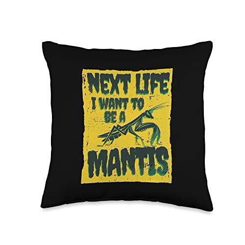 Praying Mantis Gifts & Accessories Next Life I Want Entomology Praying Mantis Throw Pillow, 16x16, Multicolor
