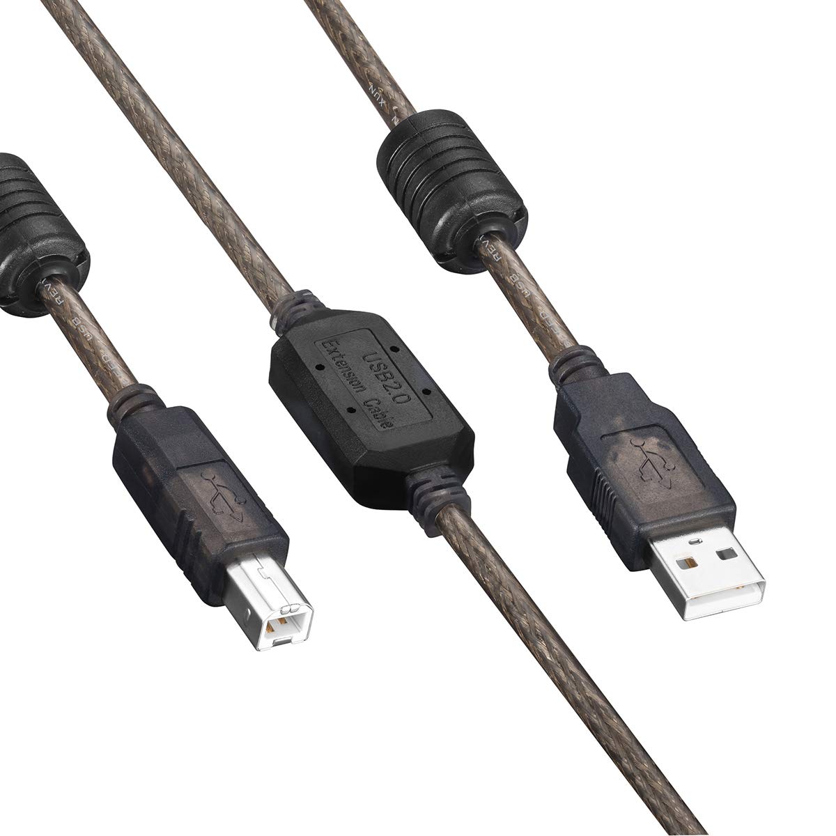 Tan QY Active USB 2.0 Printer Cable 50Ft - A-Male to B-Male High Speed Printer/Scanner/Repeater Cable for HP, Canon, Lexmark, Dell, Samsung etc (50Ft/15M)