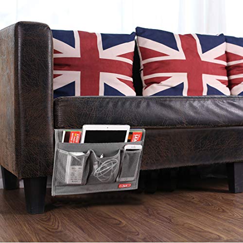Zafit Bedside Storage Organizer, Table Cabinet Storage Organizer Bedside Organizer Caddy for Remotes Phone Glasses (Classic 4 Pockets-Grey)
