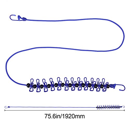 HDE 2 Pack Camping Clothesline Cord Indoor Outdoor Laundry Line Portable Travel Clothes Line with Clothes Pins (6.25 ft, Blue)
