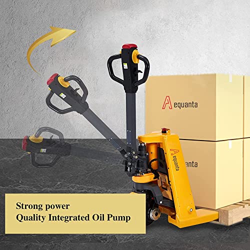 Aequanta Electric Pallet Truck Lithium Battery Mini Type Jack 48''x27'' Fork 3300lbs Capacity and Double Scissor Hydraulic Mobile Lift Table 59" Lifting Height 1760lbs Capacity