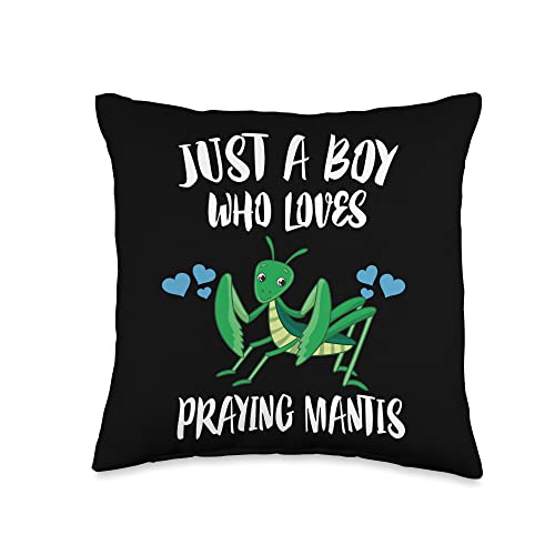 Praying Mantis Just A Boy Who Loves Throw Pillow, 16x16, Multicolor