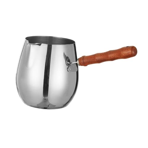 MagiDeal Stainless Steel Turkish Coffee Pot Chocolate Melting Pan Leakproof for Warm Tea Hot Chocolate Sauces Gravies Milk Warmer Pot, 600ml