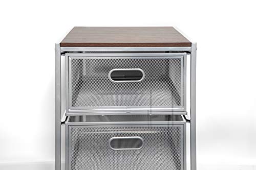 Real Home Innovations, 3-Drawer Stackable Mesh Organizer, Silver & Espresso