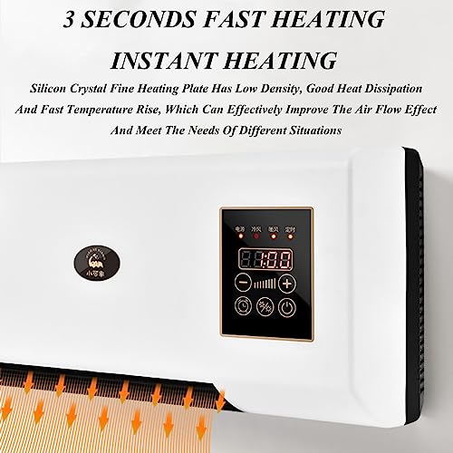 Cryfokt Mini Air Conditioner, Small Air Conditioner Heater with Remote Control, 2000W Portable Wall Mounted Ac, Wall Mounted Air Conditioner and Heater Combo for Bathroom, Bedroom