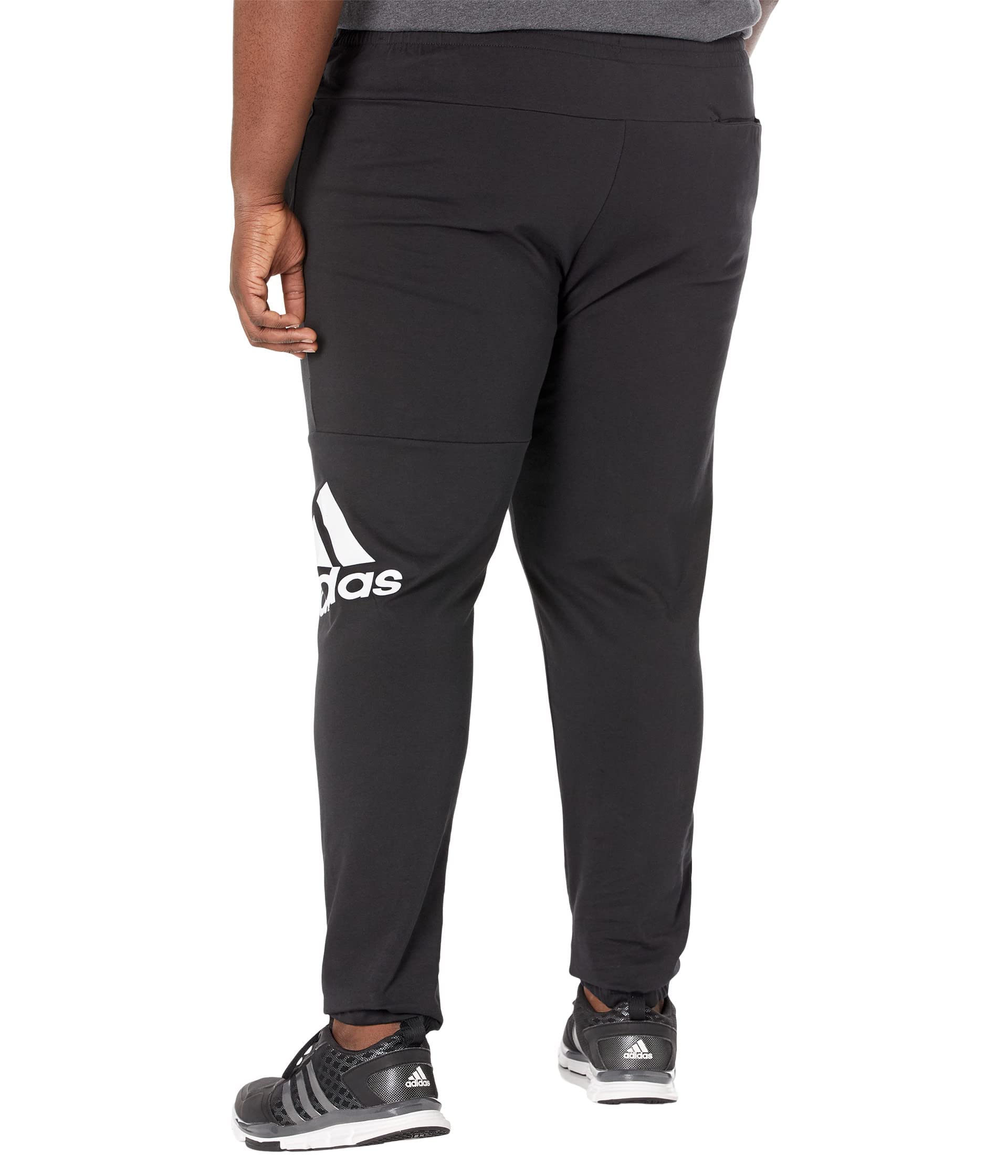 adidas Men's Essentials Single Jersey Tapered Badge of Sport Pants, Black, Large