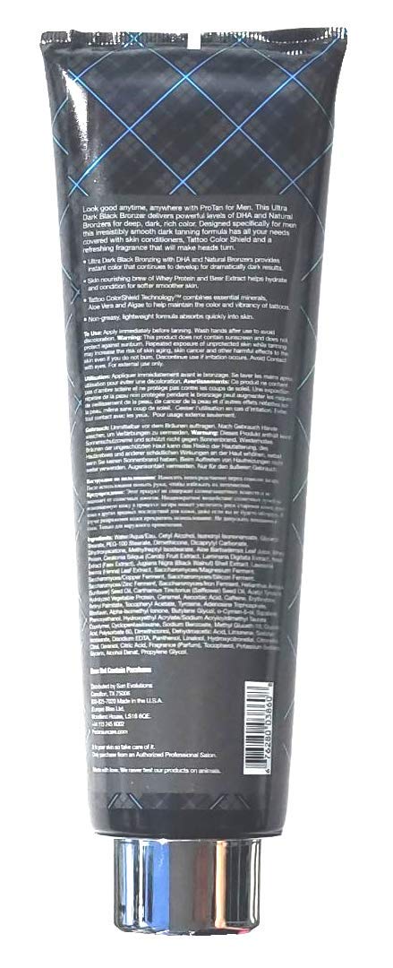 For Men Ultra Dark Black Bronzer - Natural Bronzer for Deep, Dark with Tattoo Color Shield 9 oz by Pro Tan