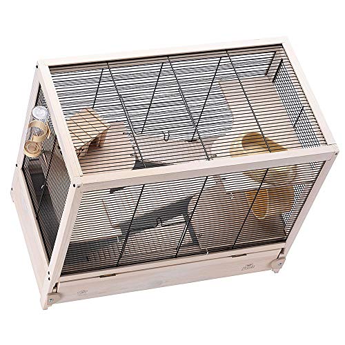 Ferplast HAMSTERVILLE Hamster Habitat Cage, Sturdy Wooden Structure, Black