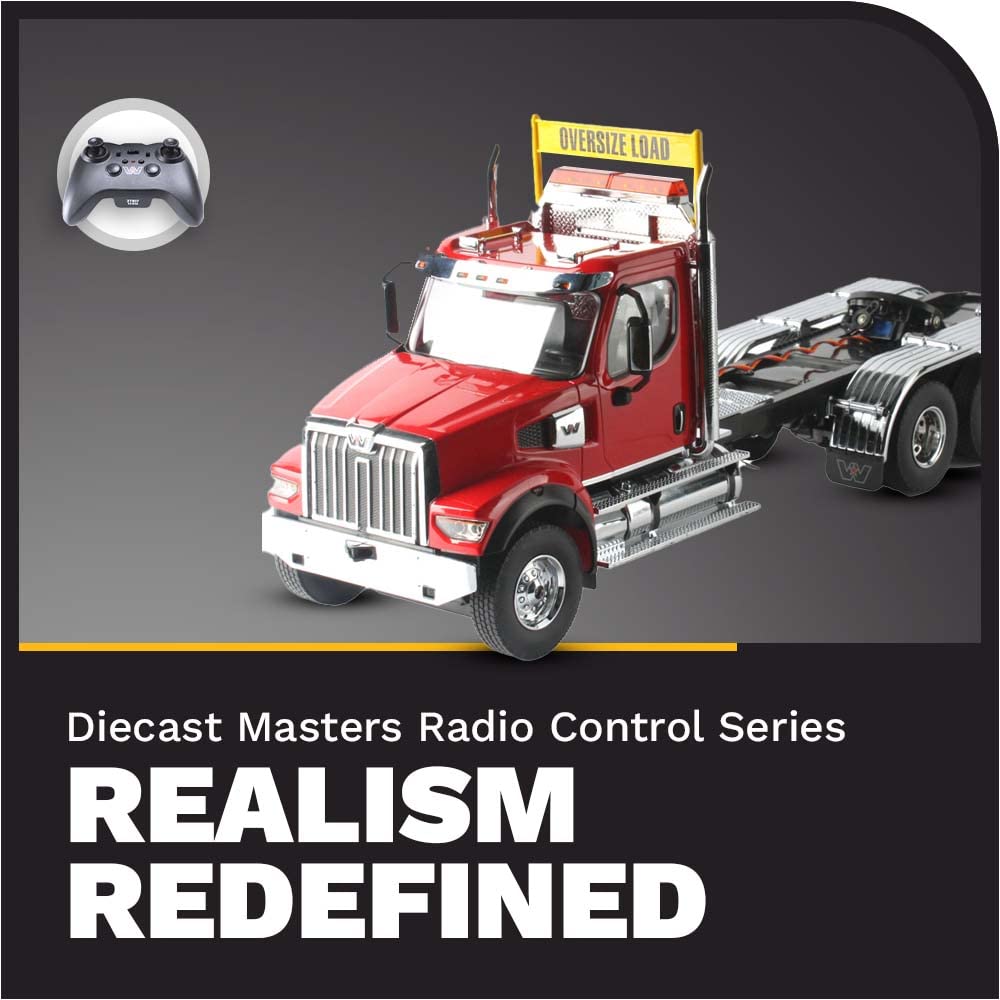 Diecast Masters RC Truck Western Star 49X SFFA Tridem Axle Heavy-Haul Tractor w/Lowboy Trailer | Radio Control Tractor Truck | 1:16 Scale Remote Control Truck and Trailer | Model 27010