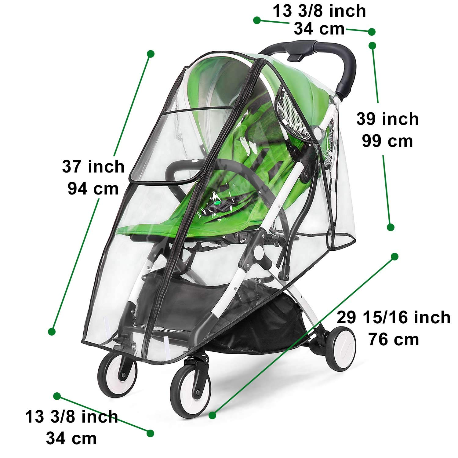 Universal Stroller Rain Cover, Double Door Design & Large Storage Baby Stroller Weather Shield, WaterproofâStroller Cover, Food Grade EVA, Eye Protect (L)