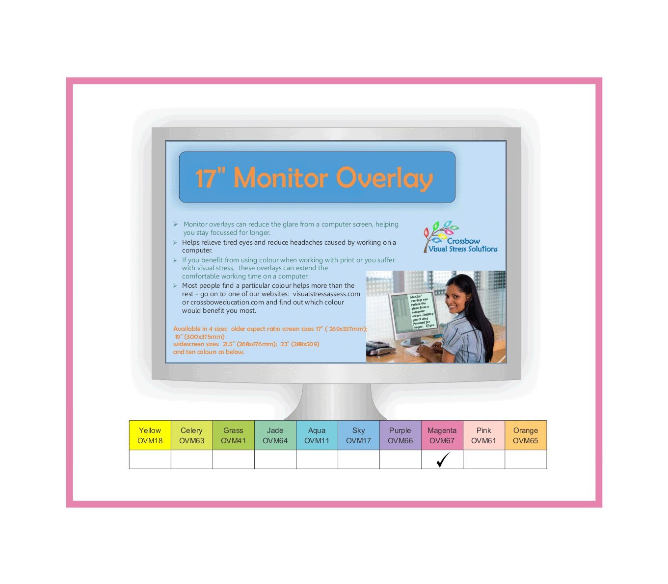 Crossbow Education 17-Inch Monitor Overlay - Magenta