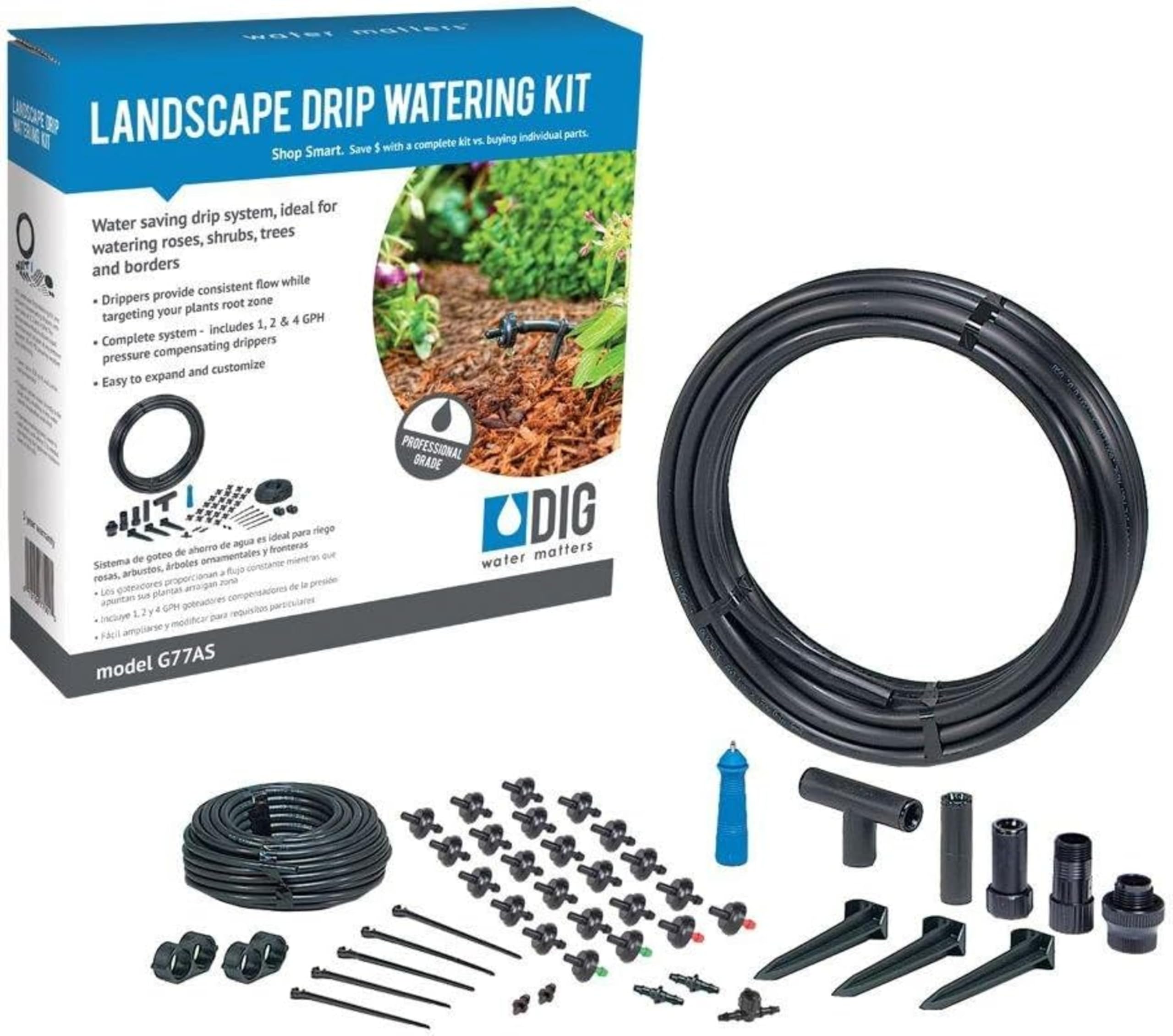 DIG G77AS Advanced Landscape 52 Piece Drip Watering Kit - Efficient and Customizable Garden Irrigation