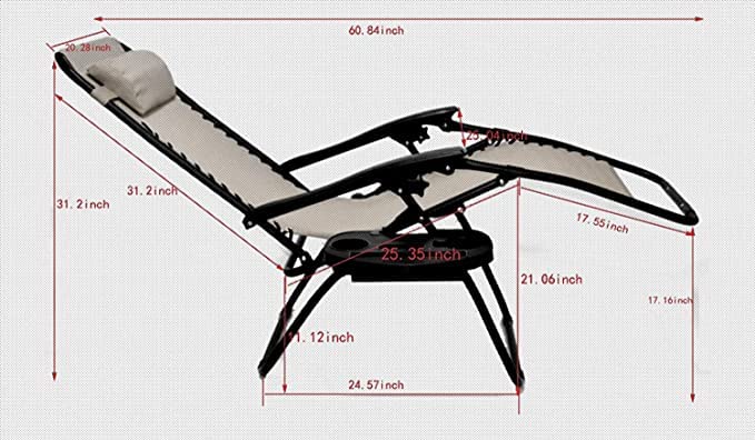 BTEXPERT Adjustable Steel Mesh Zero Gravity Lounge Chairs Case Outdoor Patio Recliner Beach Yard Garden with Pillows Sunshade Utility Tray Cup Holder Gray Two Case Pack (Set of 2 pcs)