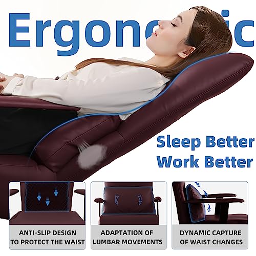 FIBO Gravity-Sensing Executive Home Ergonomic Office Chair Reclining Office Chair with Foot Rest & Headrest, High-Back PU Leather Computer Desk Chairs with Back & Lumbar Support Task Chair, Red
