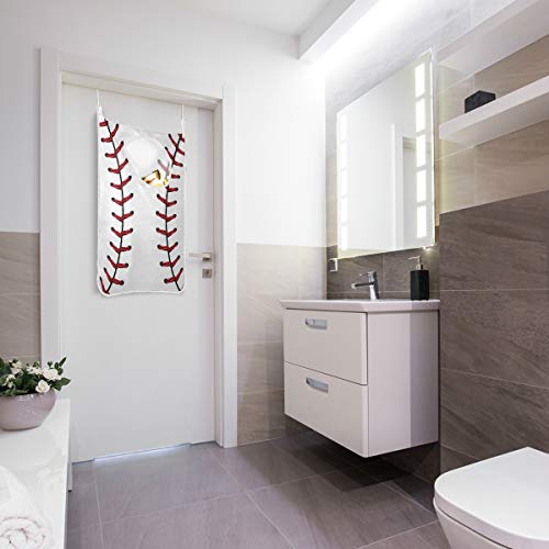 Red Stitching Baseball Door Hanging Laundry Hamper Bag Softball Laces Space Saving Wall Large Laundry Basket Storage Dirty Clothes Bags with Bottom Zippers Hooks for Bathroom Bedroom 1 Pcs