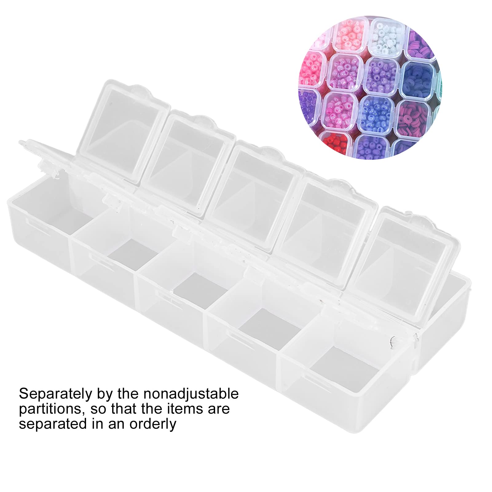 Yinhing Bead Organizer, Compartment Organizer Box,Grid Organizer Box, Container Box, Nail Bead Storage, Grid Storage Organizer, 10 Compartment Storage Container