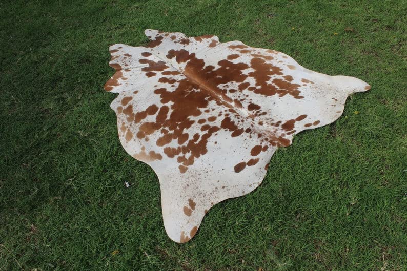 New Large 100% Brown & White Cowhide Leather Rugs Cow Hide Skin Carpet Area 26-30 SQ.FT (Brown & White)