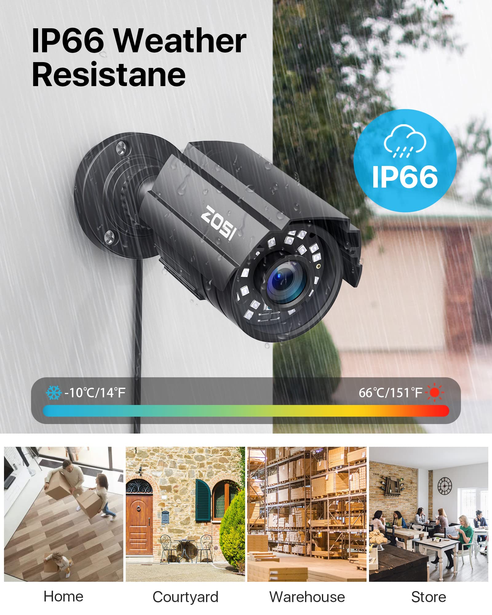 ZOSI 16CH Security Camera System Outdoor Indoor,16pcs 1080p Surveillance CCTV Cameras,Night Vision,Motion Alerts,Remote Access,H.265+ 16Channel DVR with 4TB HDD for 24/7 Recording