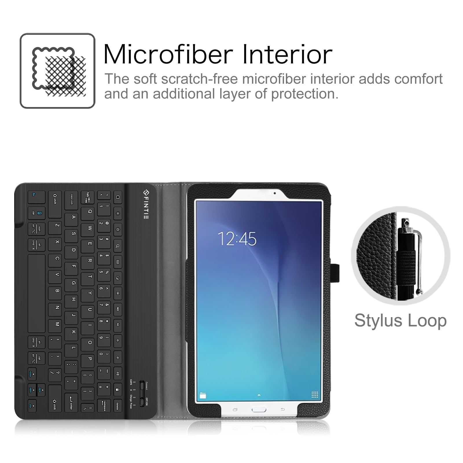 FINTIE Keyboard Case for Samsung Galaxy Tab E 9.6 - Slim Fit PU Leather Stand Cover with Premium Quality [All-ABS Hard Material] Removable Wireless [Long Life Battery] Bluetooth Keyboard, Black