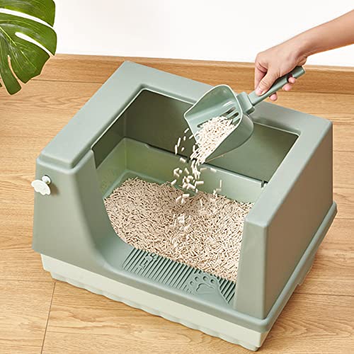 Prevent Semi Enclosed Litter Box with High Side Heightening Anti-Splashing Cat Toilet with Litter Sifting Scoop, Prevent Sand Leakage Deodorizing Cat Pan Easy to Clean and Assemble