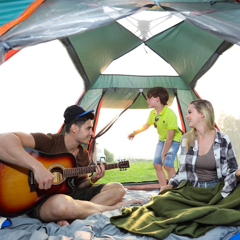 3-4-Person Waterproof Pop up Camping Tent with Rainfly Instant Tent Portable with Carring Bag (Green)
