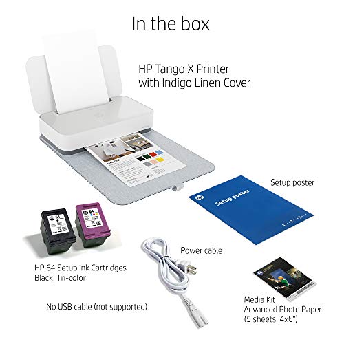 HP Tango X Smart Wireless Printer with Indigo Linen -cover β Mobile Remote Print, Scan, Copy, HP Instant Ink (3DP64A)