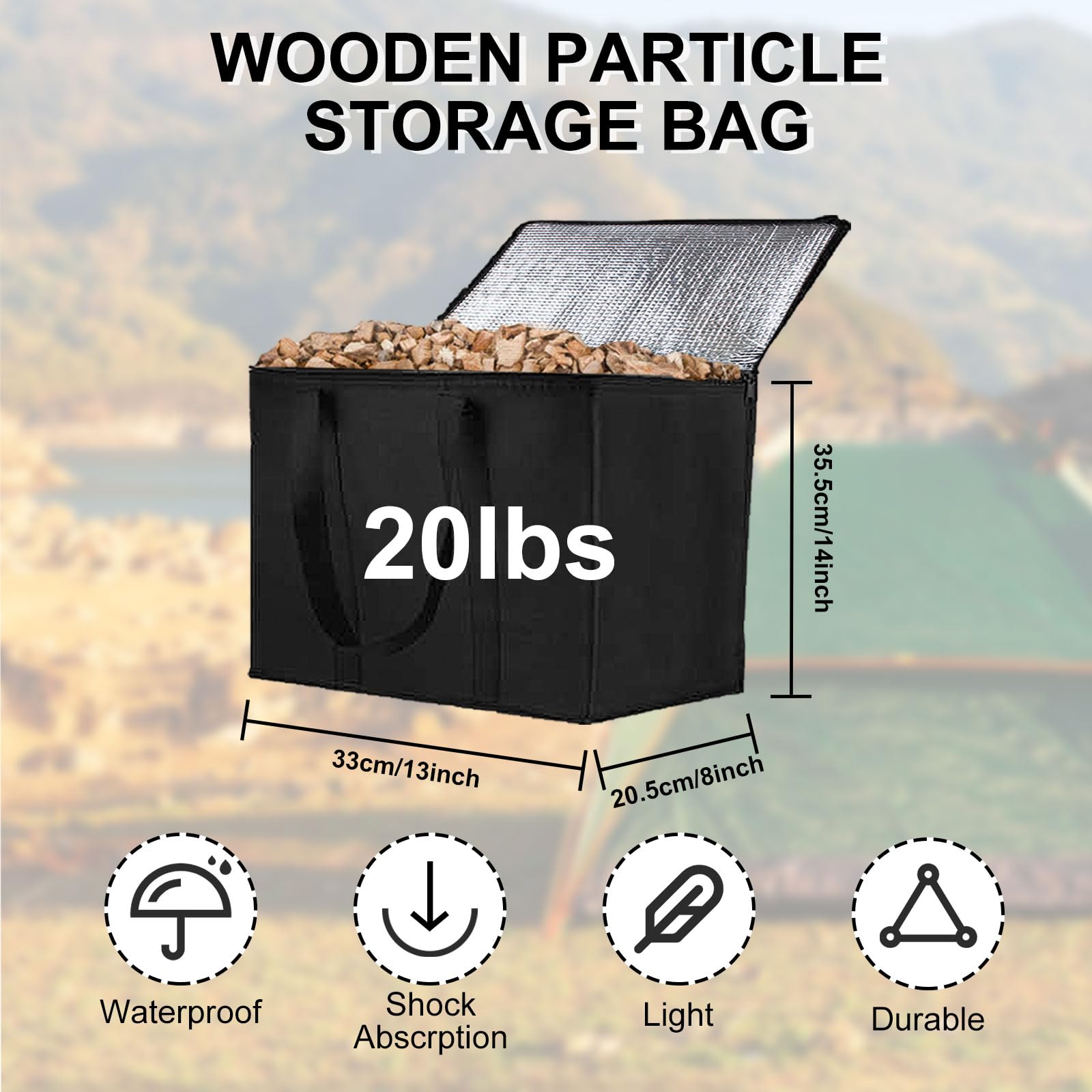 3Pcs Wood Pellet Storage Containers, 20LBs Pellet Containers for Grill Pellet, Nonwoven Fabric Charcoal Container Waterproof Storage, Smoker Pellet Storage for Outdoor Camping BBQ Wood Carrying