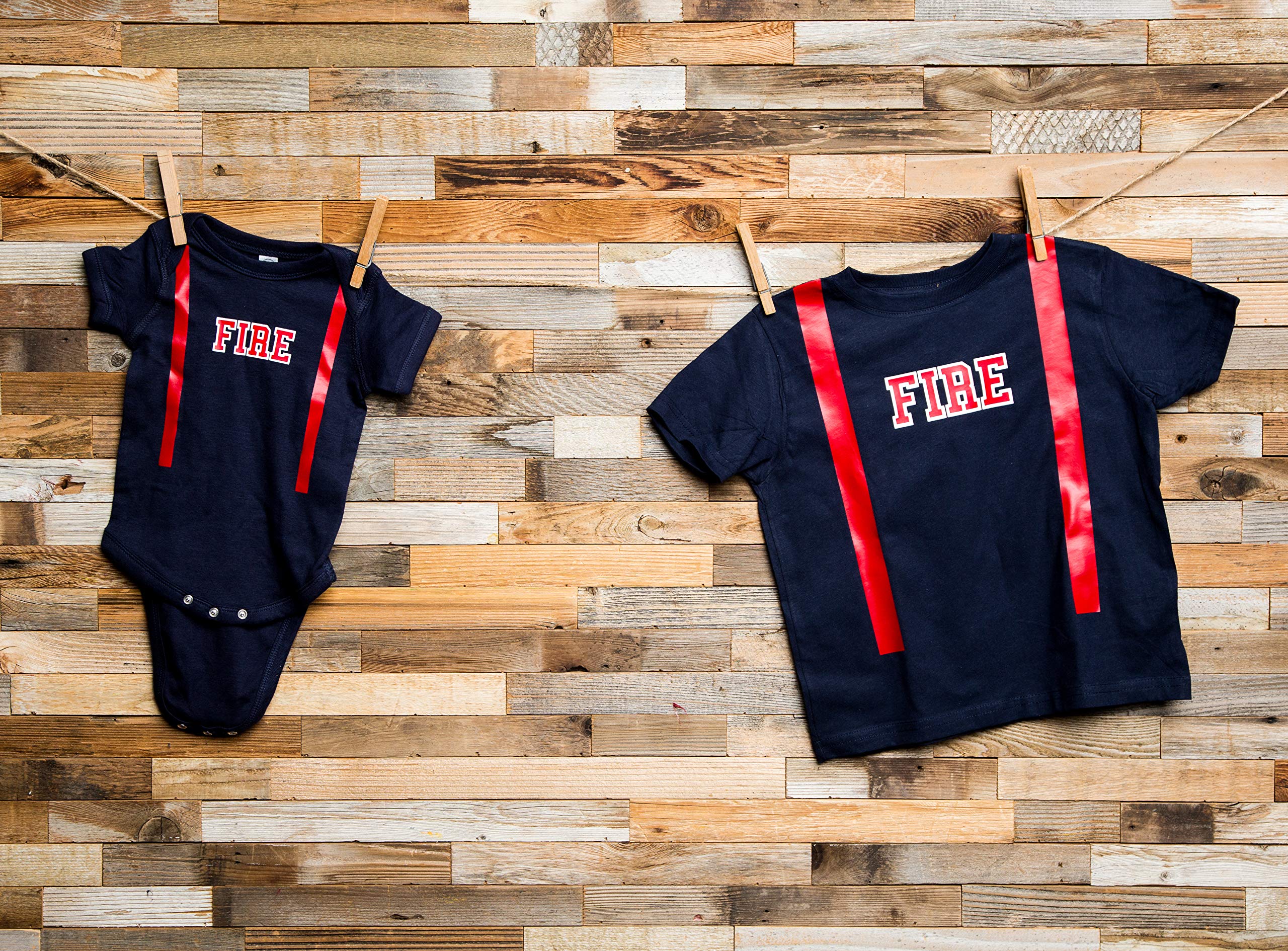 Fully Involved Stitching Firefighter Personalized Navy Baby Bodysuit (3 Months)