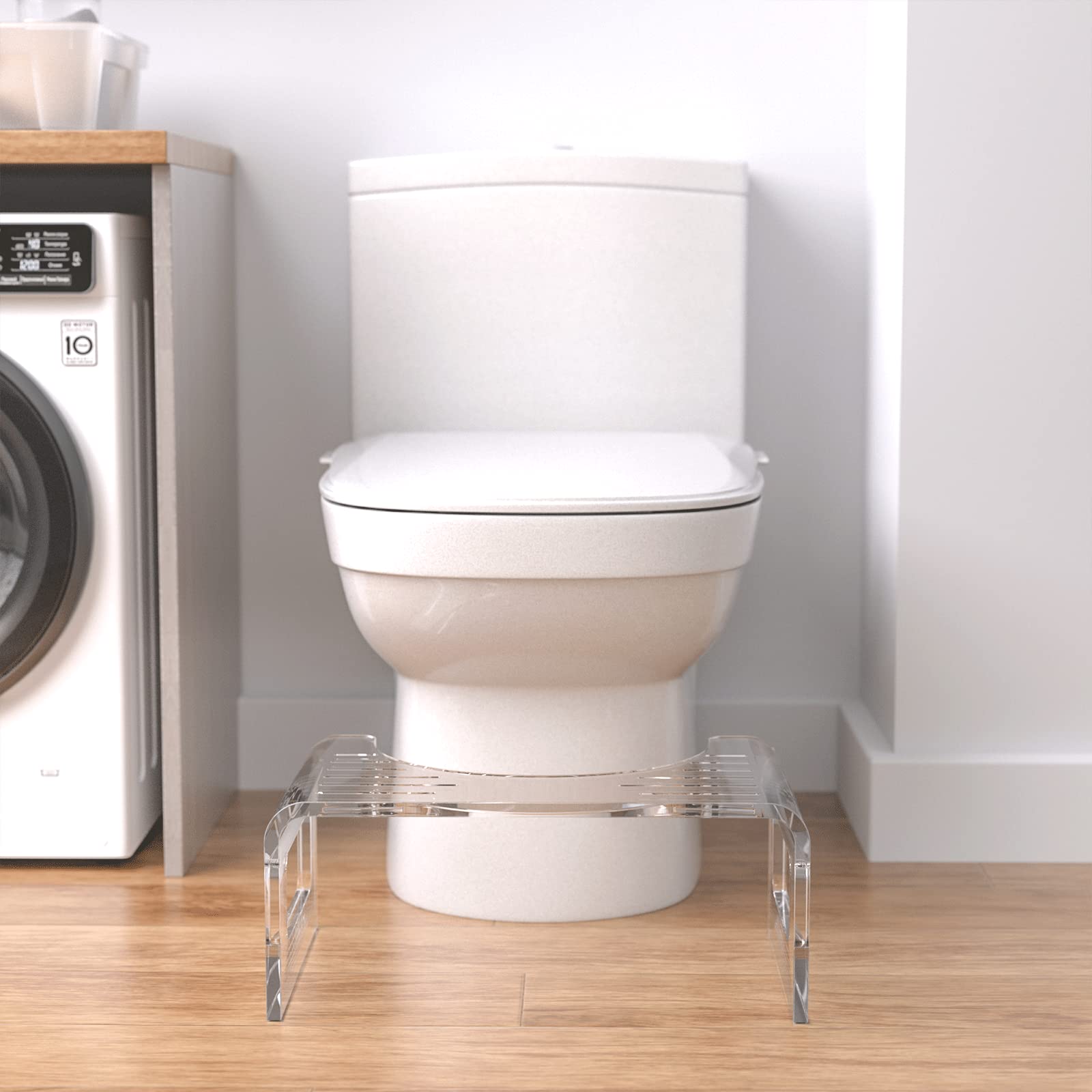AmazerBath 7 Inches Acrylic Toilet Stool Squat, Clear Bathroom Poop Potty Stool for Adults, Modern Design Non-Slip Pooping Stool, Strong Load-Bearing, Blends Seamlessly Into Any Bathroom