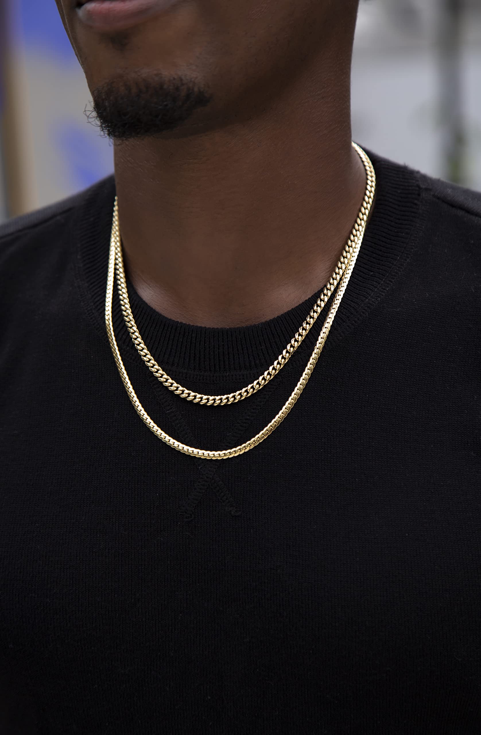 4MM Miami Cuban Rope Chain Necklace 18" 22" - Gold (22)