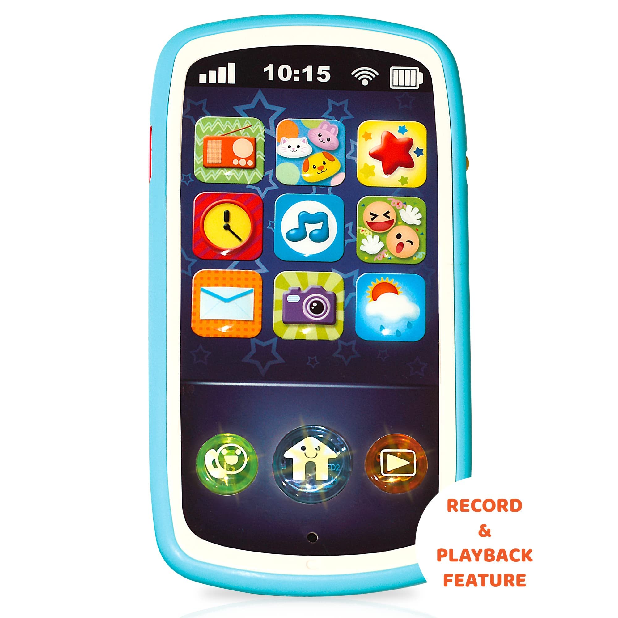 Baby Phone Toy with Record & Playback Features - Musical, Interactive and Educational Cell Phone Toddler Toys with 12 Smart Light Up Buttons - Learning Phones for Kids 6+ Months – ASTM Certified