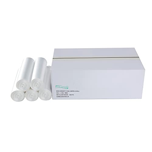 TYPLASTICS 33 Gallon Clear Trash Can Liners - 33" x 40" - HD Garbage Bags - Case of 500