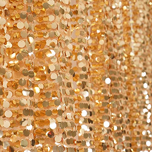 BalsaCircle 20 feet x 10 feet Gold Big Payette Sequin Backdrop Drapes Curtains - Wedding Ceremony Party Photo Booth Home Windows