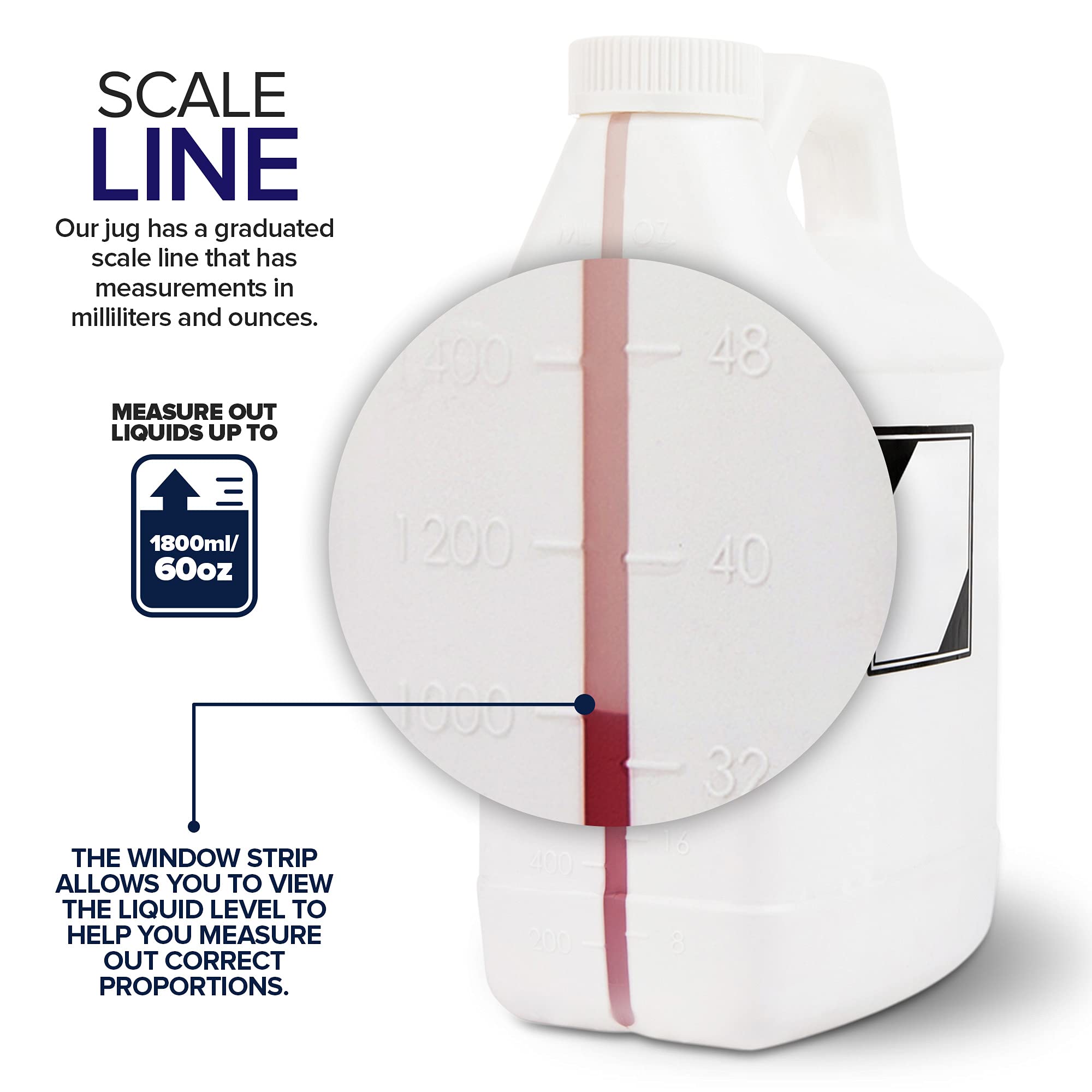 Stock Your Home 64 oz Plastic F-Style Half Gallon Jugs with Labels (3 Pack) - Child Proof Leak Resistant Caps - Impact Resistant Plastic Jugs for Commercial or Restaurant Use - Adhesive Stickers