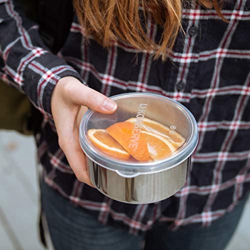 U-Konserve Stainless Steel Round Food-Storage Lunch Container 9oz - Clear Silicone Lid - Leak Proof and Airtight - Dishwasher Safe - Plastic Free