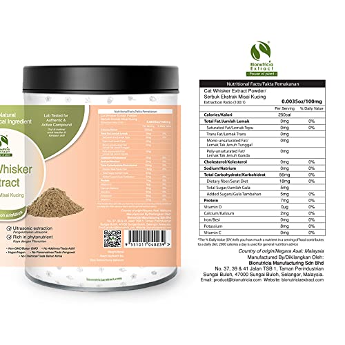 3x Pure BioNutricia Cat's Whiskers - Misai Kucing Extract Powder