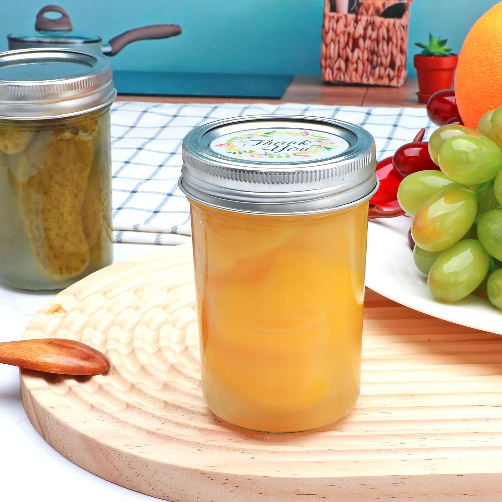 Brajttt Mason Jars 8 oz, Glass Jars With Regular Lids and Bands,16 pcs Canning Jars Jelly Jars, Ideal for Jam, Honey,DIY Spice Jars, Dessert
