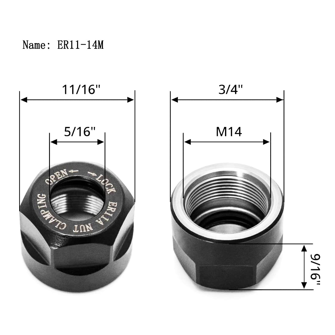 ๐๐ฎ๐จ ๐ค๐ ER11 Spring Collet Nut Set - AAA Level High Precision ER11 1/4 Inch Collet Chuck + ER11 Clamping Nut for CNC Engraving Mechine/Lathe Milling Tool