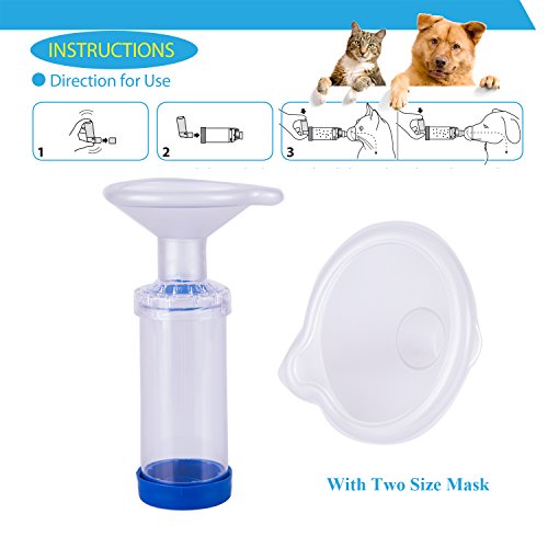 Free-Space Cat/Dog Inhaler Spacer,Feline/Cannie Aerosol Chamber Inhaler for Cats/Dogs,Come with 2 Size Mask and Instruction (Two Mask)