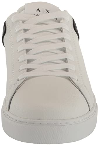 A|X Armani Exchange Men's Updated Leather Sidewall Logo Sneaker, Op.White+Black, 11