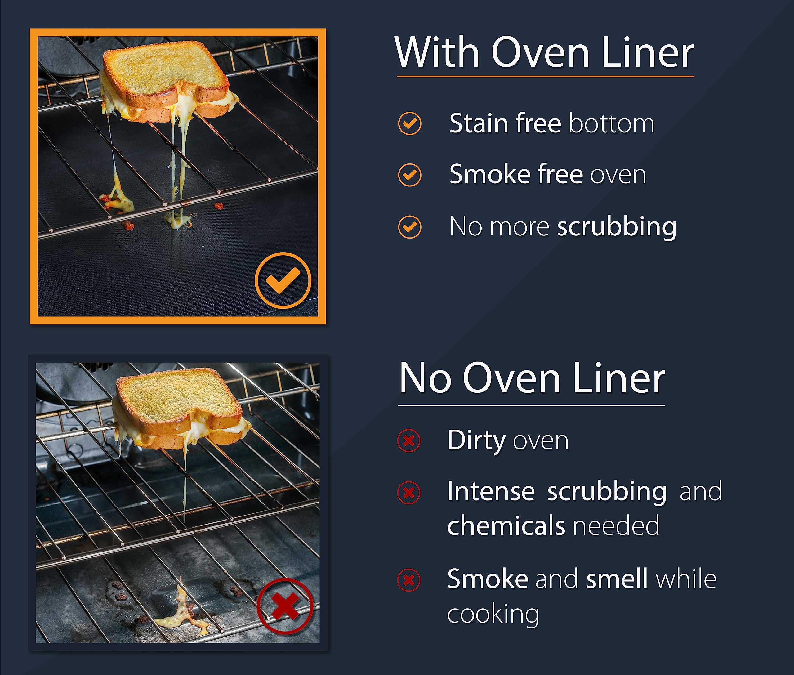 8 Pack Refrigerator Liners Sheet and 3 Pack Oven Liners Bundle - Say Goodbye to Messy Spills and Stains BPA & PFOA Free Kitchen Accessories